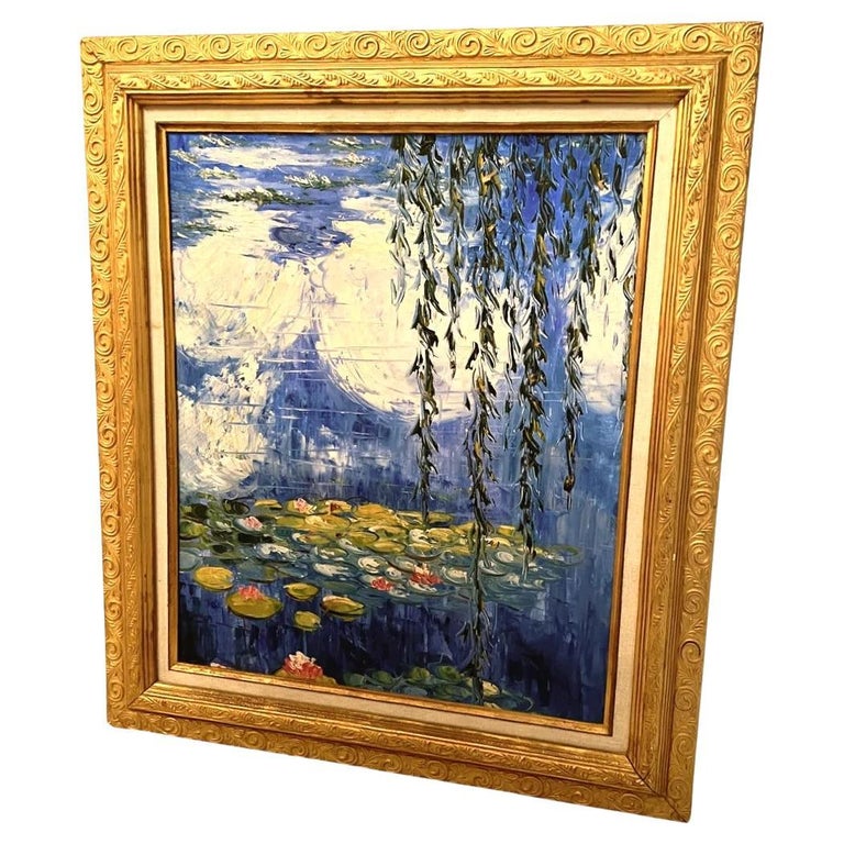 Monet Water Lillies Style Oil Painting For Sale at 1stDibs
