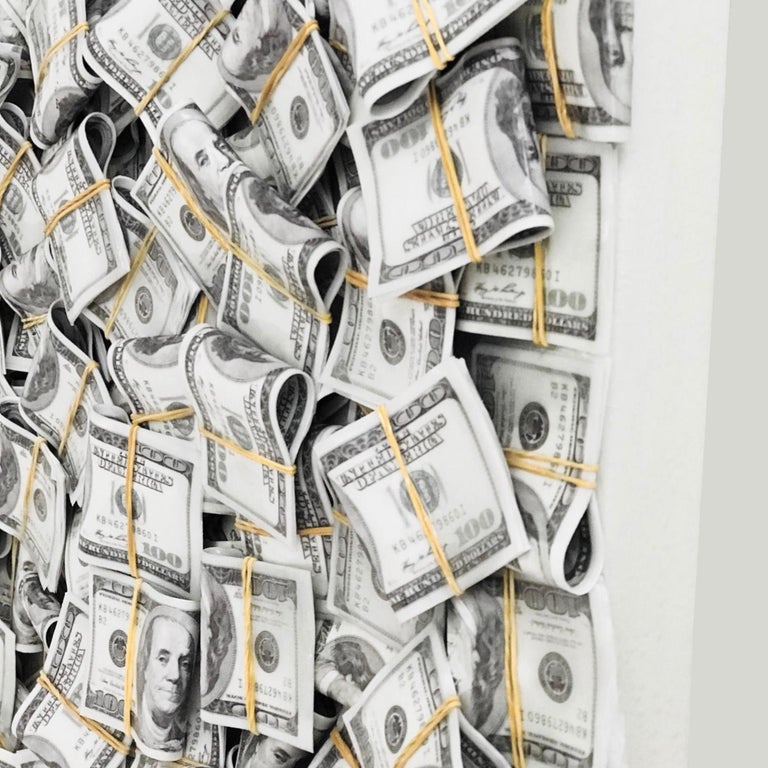 Money Painting Contemporary Wall Art Sculpture Dollar Bills with Epoxy ...