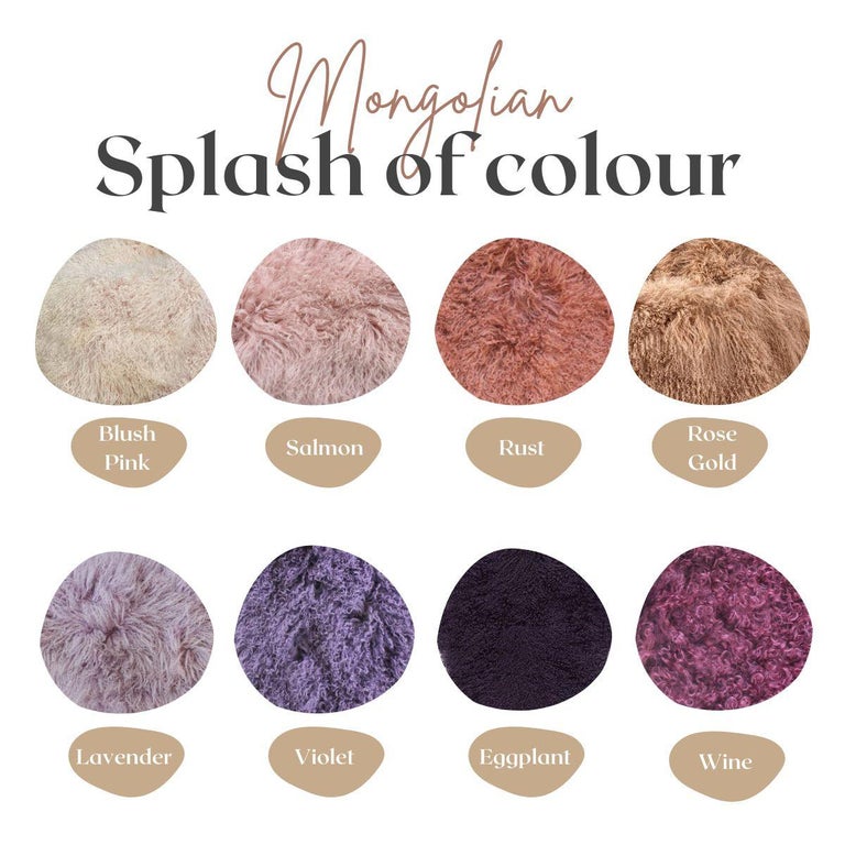 Mongolian Fur Rug Pink Rose Gold For Sale at 1stDibs