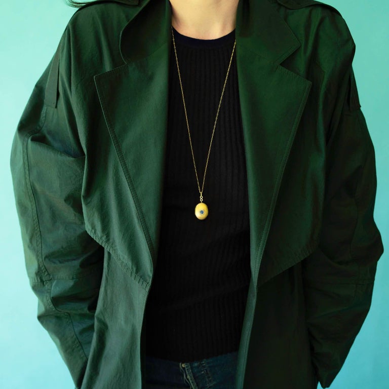 Monica Rich Kosann 18K Yellow Gold Blue Sapphire Infinity Locket with ...