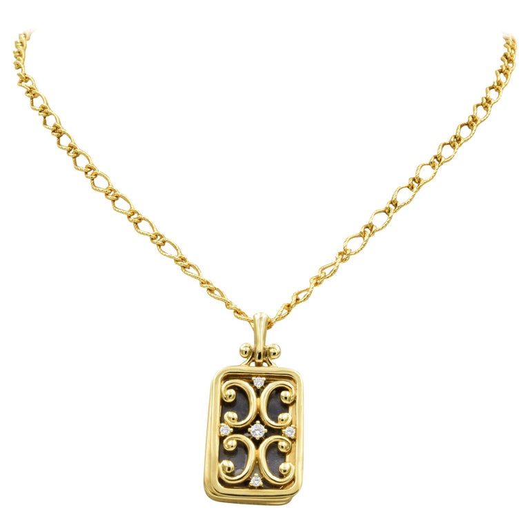 Monica Rich Kosann High Polish Rectangular Gate Locket with Diamonds at ...