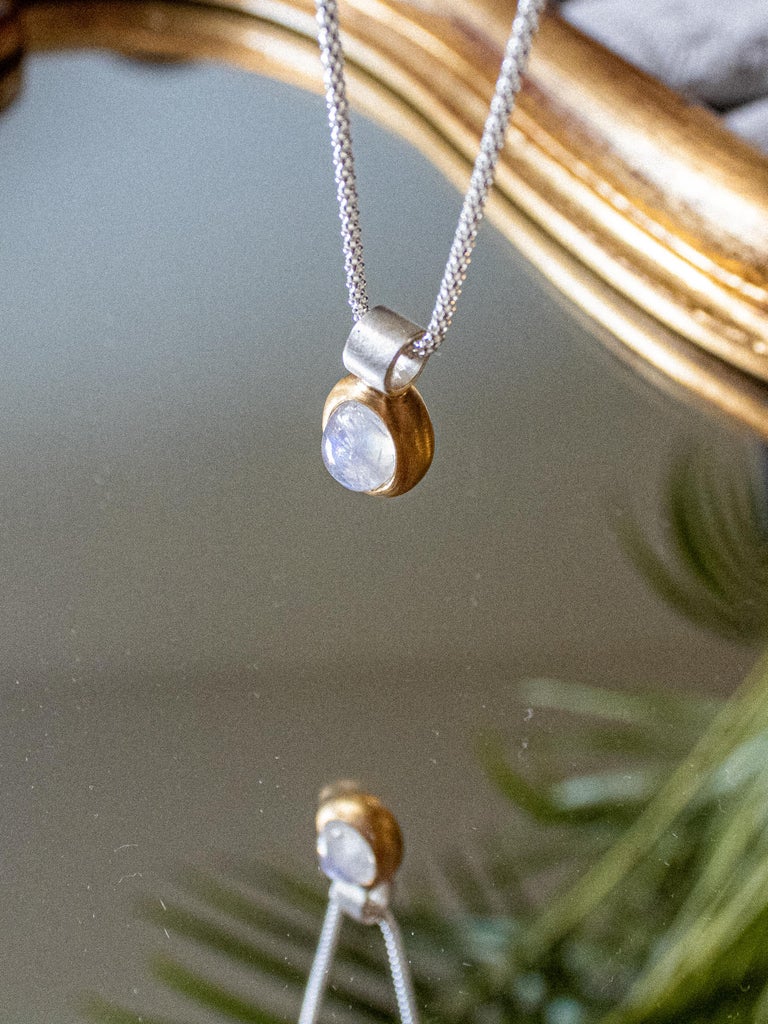 Monika Herré Moonstone Pendant Sterling Silver Galvanic Gold Plating ...
