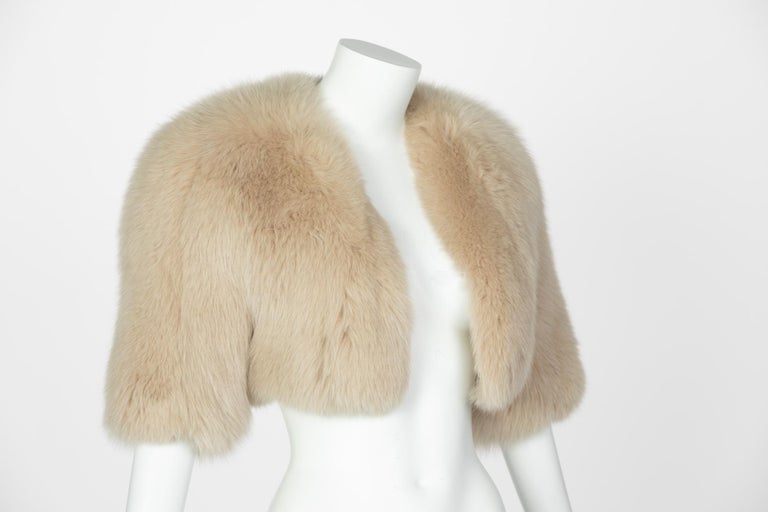 Monique Lhuillier Fox Fur Cropped Bolero Jacket at 1stDibs