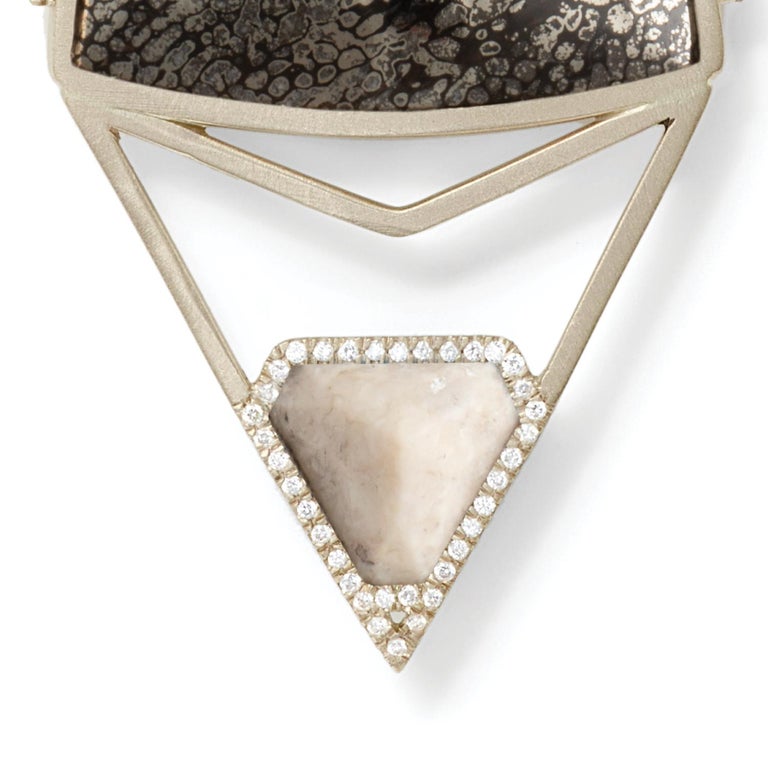 Monique Péan Pyritized and Cream Dinosaur Bone and Diamond Necklace, 18 ...