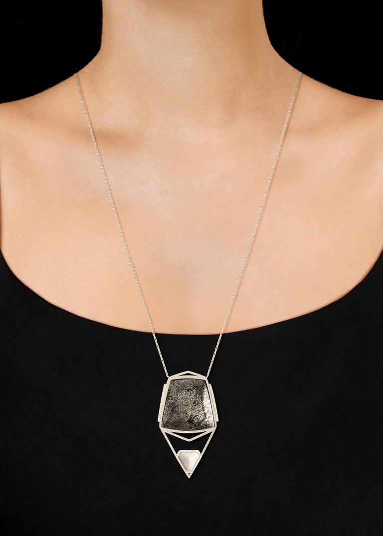 Monique Péan Pyritized and Cream Dinosaur Bone and Diamond Necklace, 18 ...
