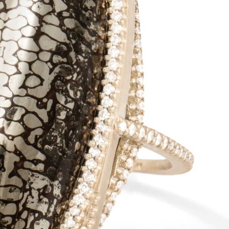 Monique Péan Pyritized Dinosaur Bone and White Diamond Dimension Ring ...