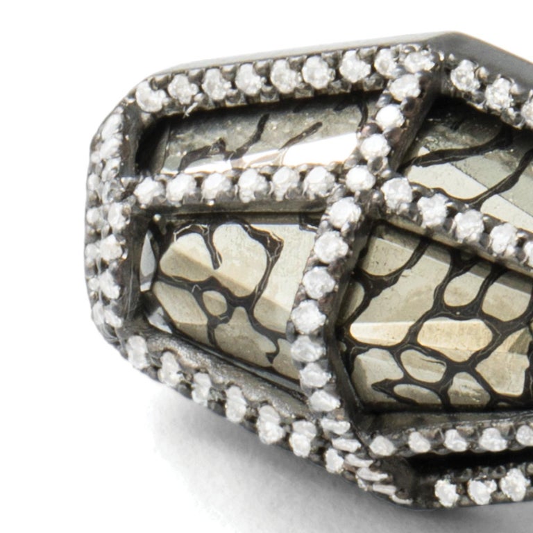 Monique Péan Pyritized Dinosaur Bone Cage Ring, 18 Carat Oxidized White ...