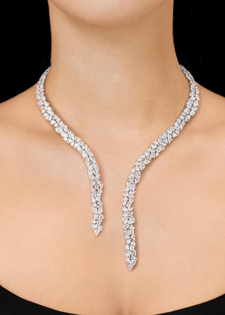 Monique Péan White Rose Cut Diamond Open Collar Necklace, 18 Carat ...