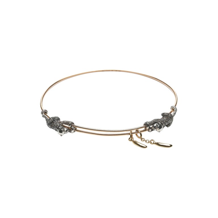 18K Rose Yellow Gold Brown Diamond Monkey and Banana Bangle Bracelet ...