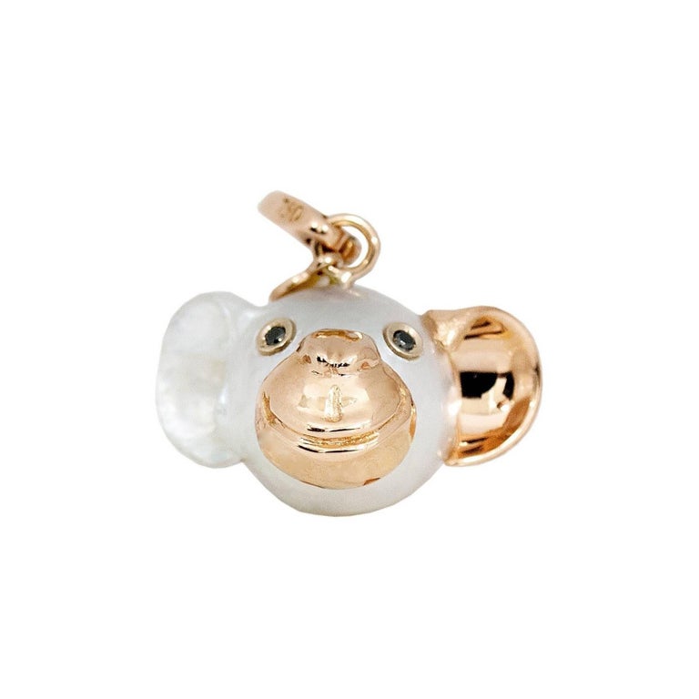 Monkey Black Diamond Red Gold Australian Pearl Pendant/Necklace and ...