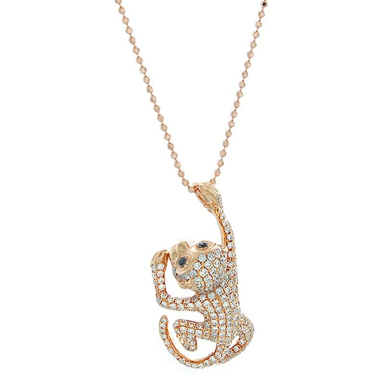 Monkey Diamond Gold Pendant at 1stDibs
