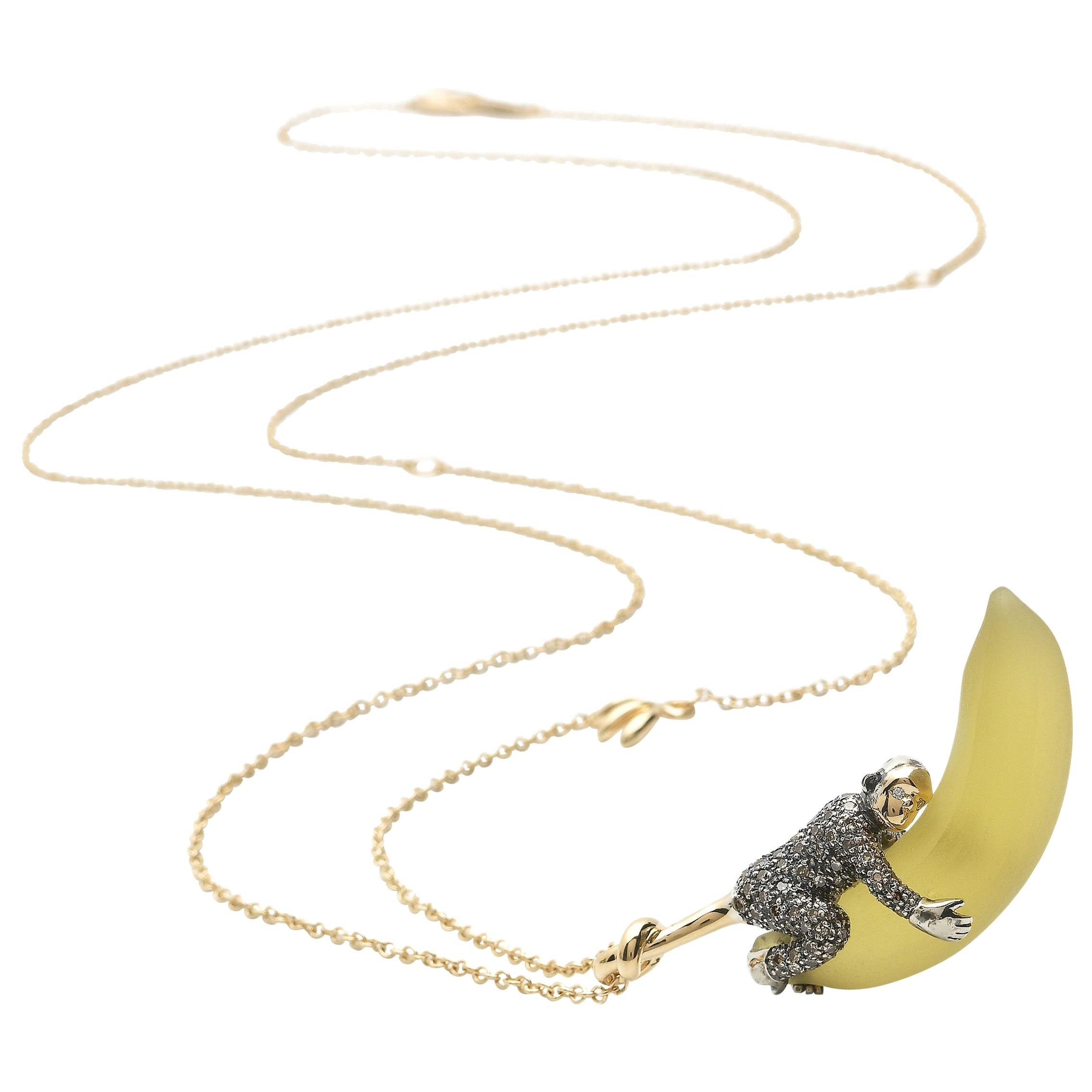 Monkey Necklace in Diamonds by KC Designs For Sale at 1stDibs