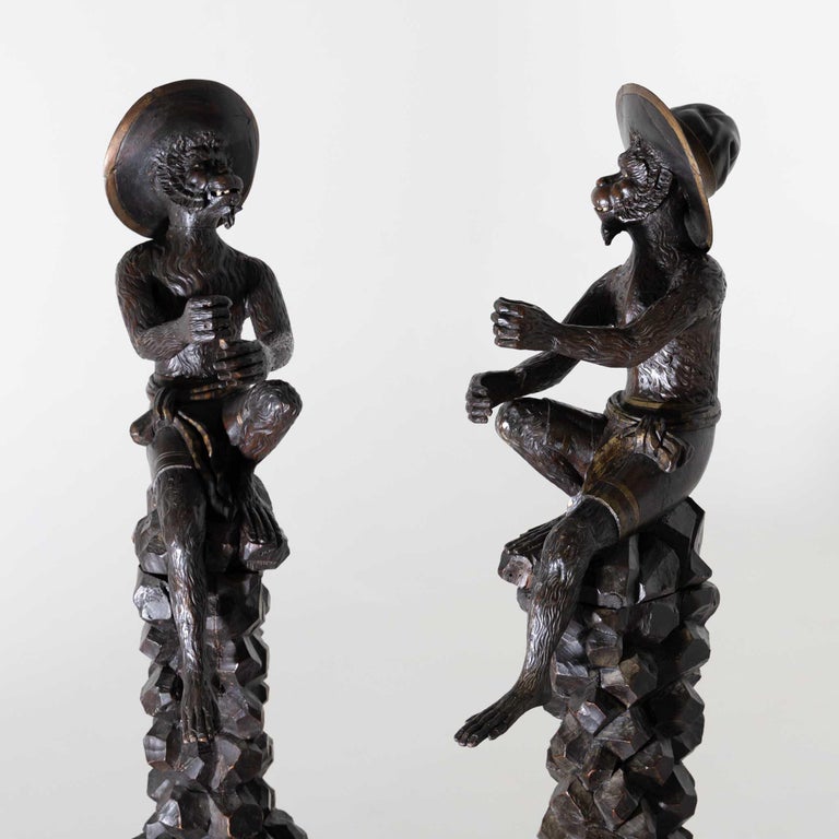 Monkey Sculptures in Walnut, Venetian School, 19th Century For Sale at ...
