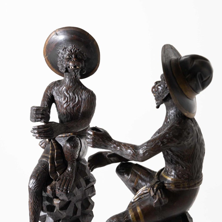 Monkey Sculptures in Walnut, Venetian School, 19th Century For Sale at ...