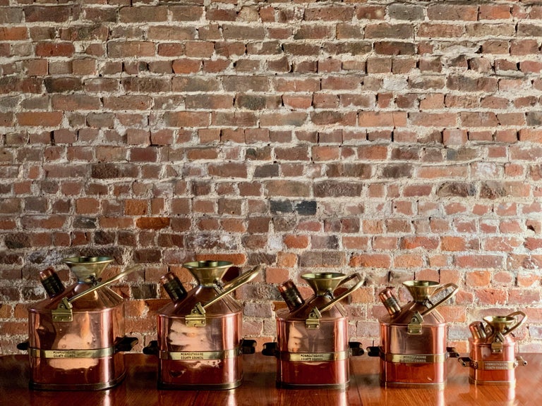Monmouthshire County Council Petrol Measuring Cans Set of 5 Copper and ...