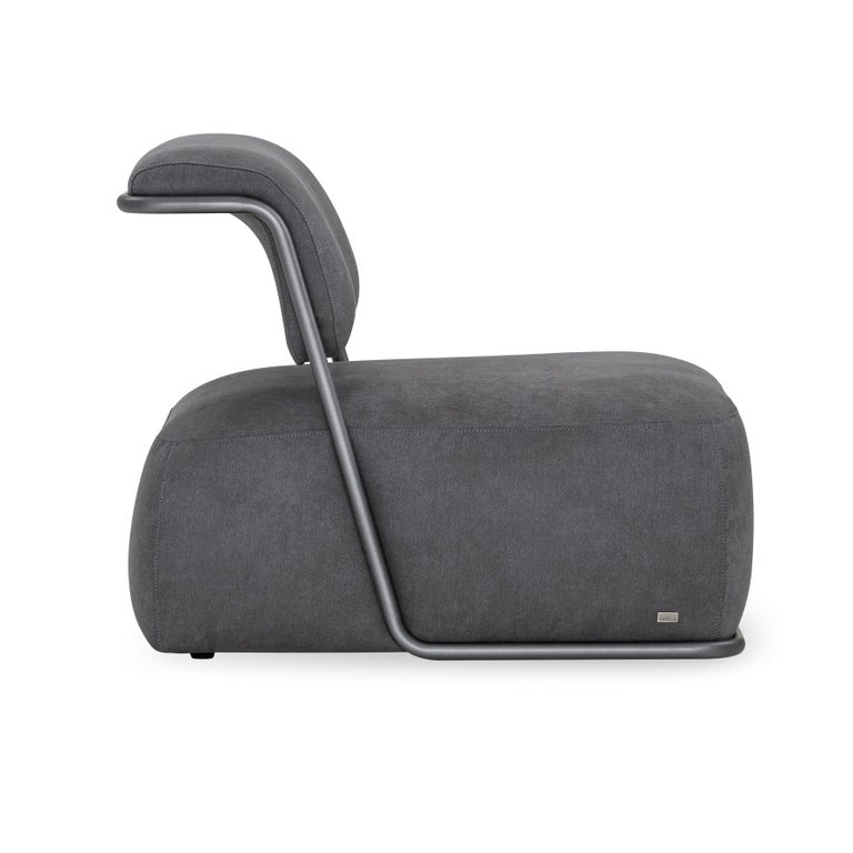 Mono Occasional Chair in Gray Upholstered and Metal Frame For Sale at ...