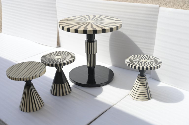 Monochrome Black and White Dining Table with Matching Stools, 4 Piece ...