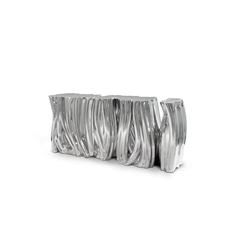 Monochrome Silver Sideboard with High Gloss and Molded Fiberglass For ...