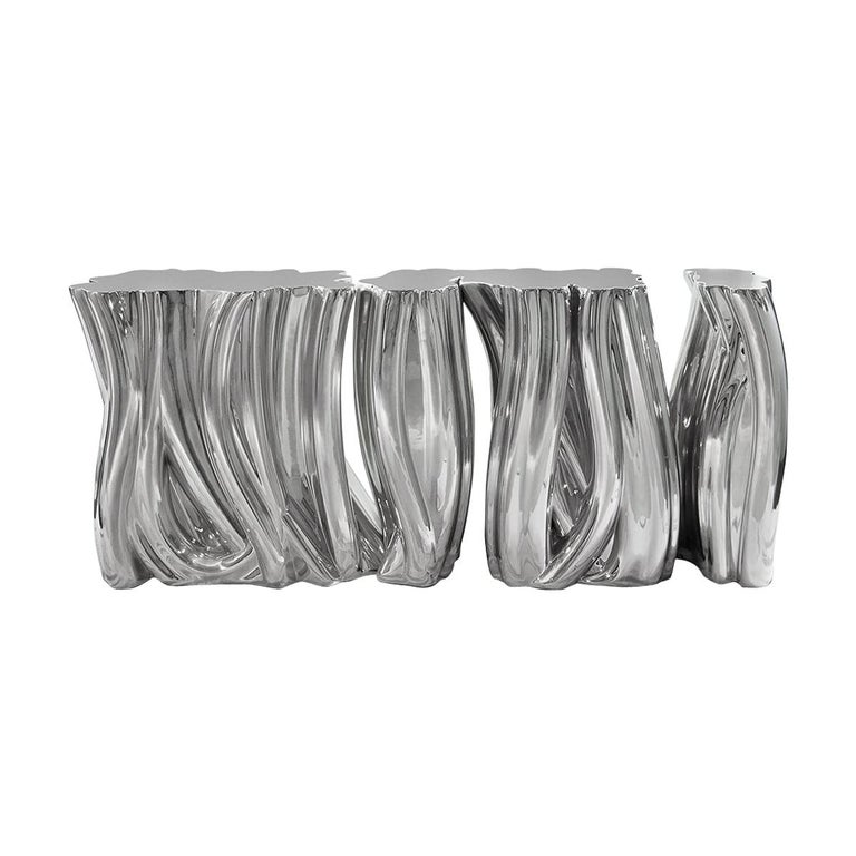 Monochrome Silver Sideboard with High Gloss and Molded Fiberglass For ...