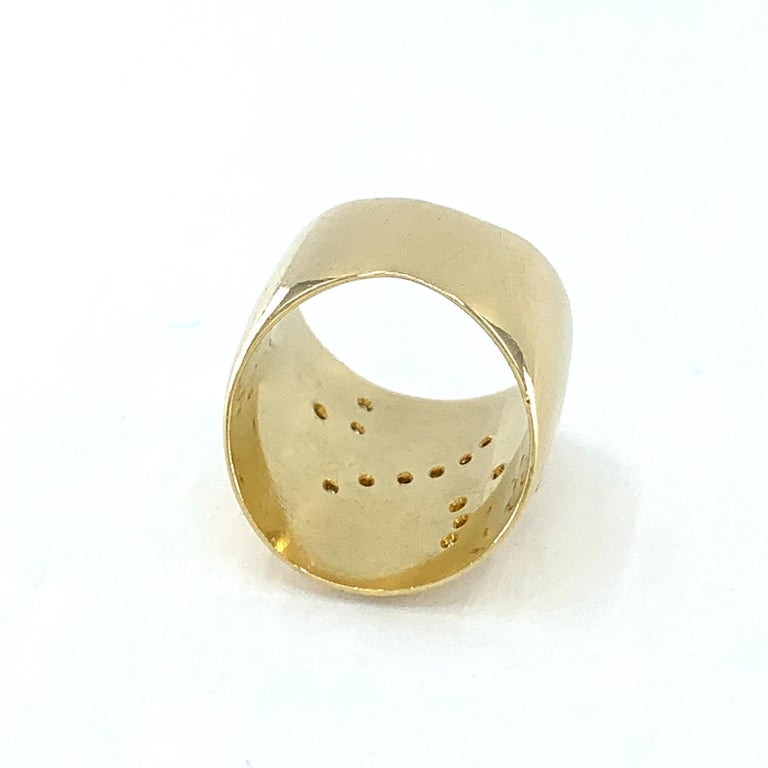 Monogram "S" Cigar Band Ring in 18 Karat Yellow Gold with White Diamond Accents at 1stDibs