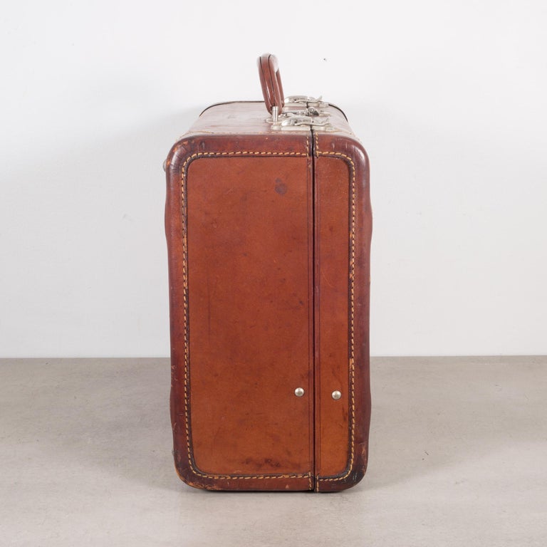 Monogrammed Small Leather Suitcase, circa 1940 For Sale at 1stDibs