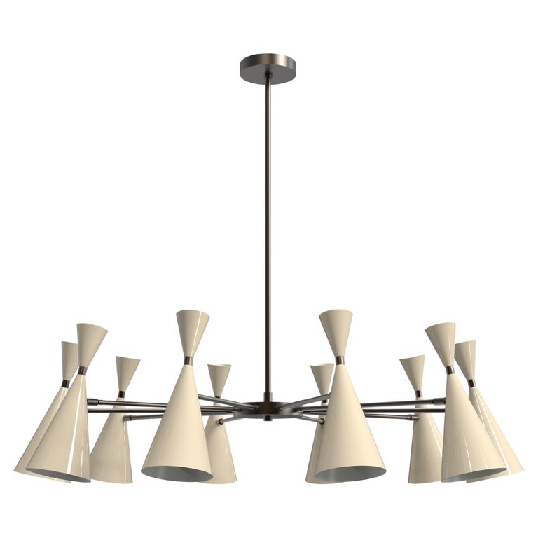 MONOLITH Classic Italian Modern Enamel and Brass Chandelier, Blueprint ...