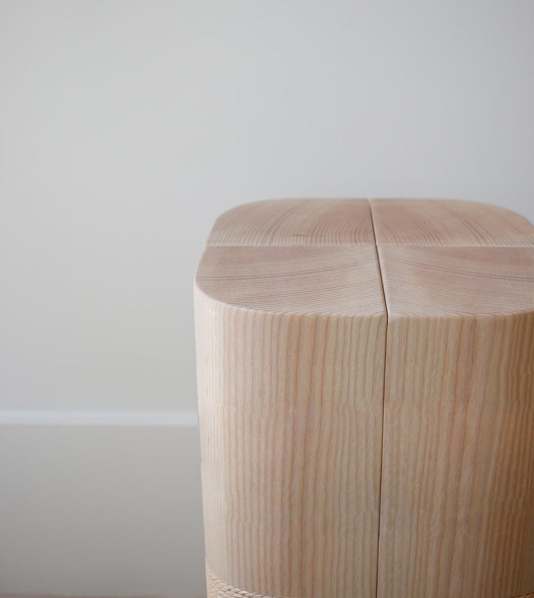 Monolith Plinth in Ash Wood and Paper Cord Handcrafted in Portugal by ...