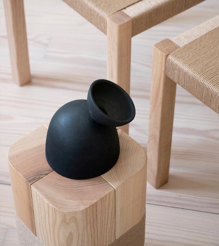 Monolith Plinth in Ash Wood and Paper Cord Handcrafted in Portugal by ...