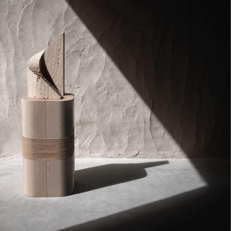Monolith Plinth in Ash Wood and Paper Cord Handcrafted in Portugal by ...