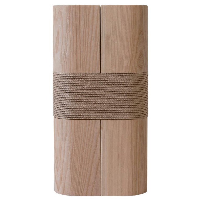 Monolith Plinth in Ash Wood and Paper Cord Handcrafted in Portugal by ...