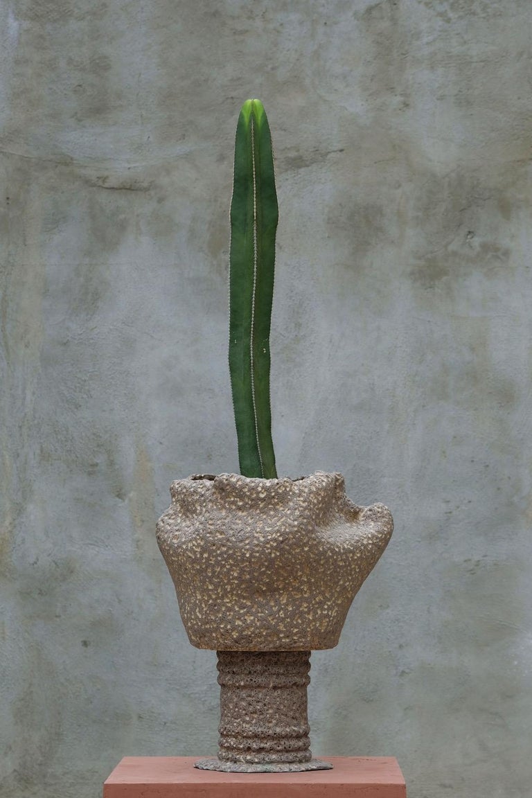 Monolithic Carved Stoneware Planter and Stand by LGS Studio For Sale at ...