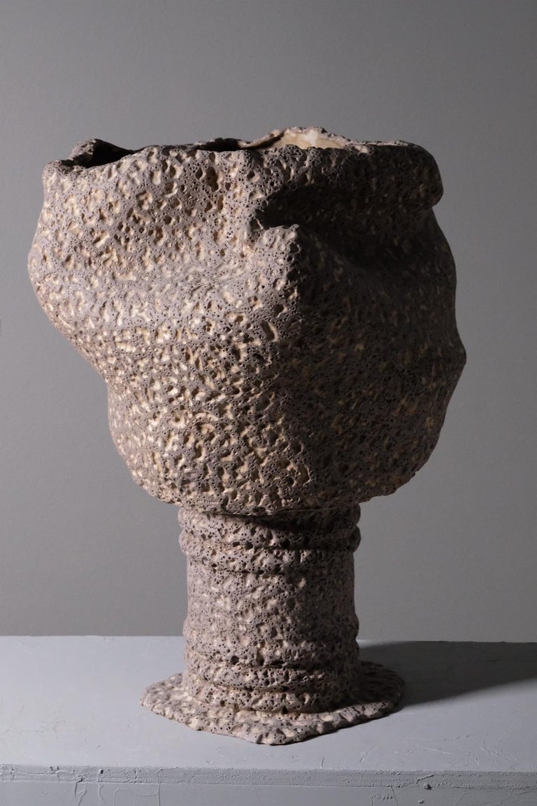 Monolithic Carved Stoneware Planter and Stand by LGS Studio For Sale at ...