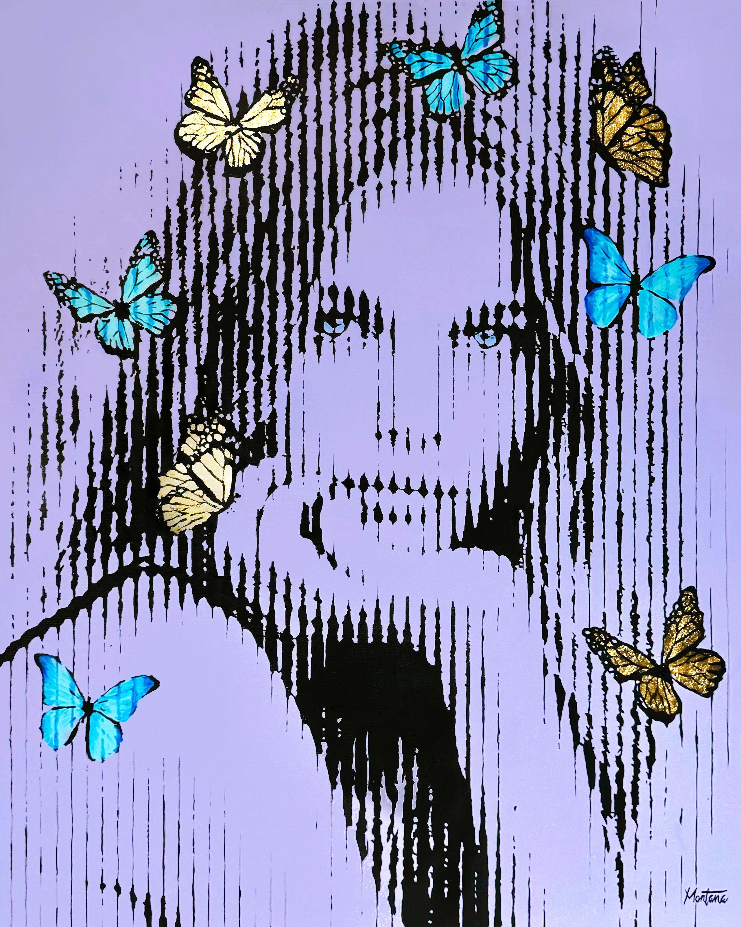 Montana Engels - Malé- contemporary striped portrait painting- original ...