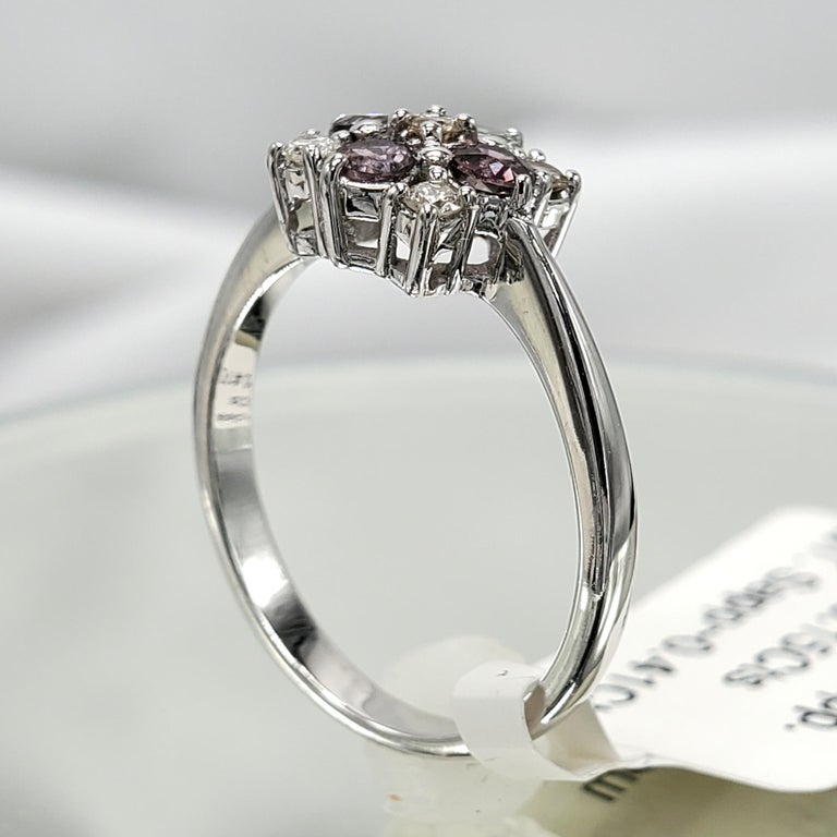 Natural Color Change Montana Sapphire and Diamond Ring 18 Karat White ...
