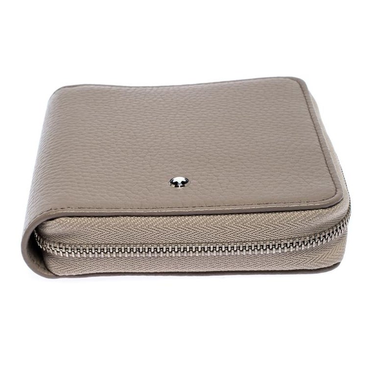 Montblanc Beige Leather Zip Around Compact Wallet at 1stDibs
