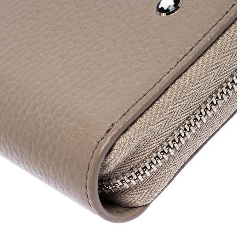 Montblanc Beige Leather Zip Around Compact Wallet at 1stDibs