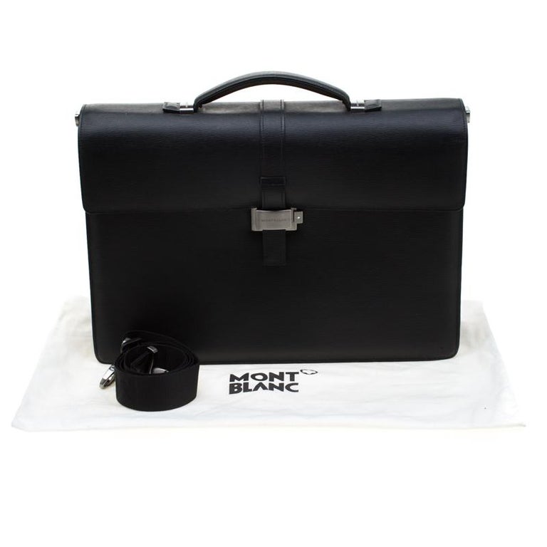 Montblanc Black Leather 4810 Westside Single Gusset Briefcase For Sale ...
