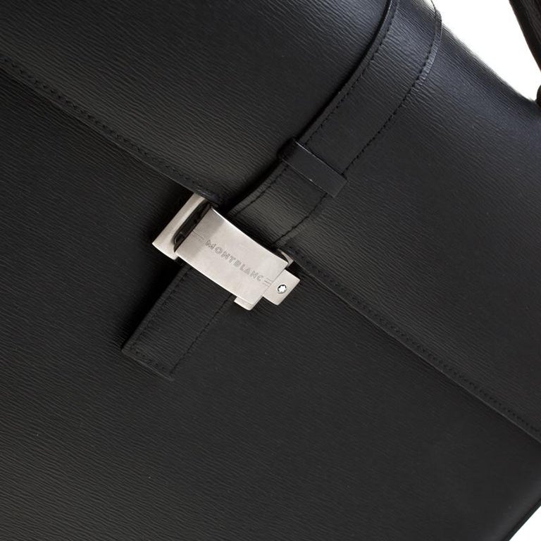 Montblanc Black Leather 4810 Westside Single Gusset Briefcase For Sale ...