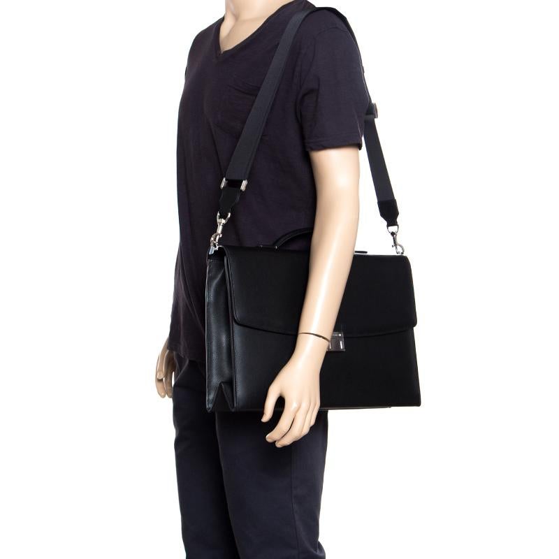 Montblanc Black Leather Sartorial Single Gusset Briefcase For Sale at ...