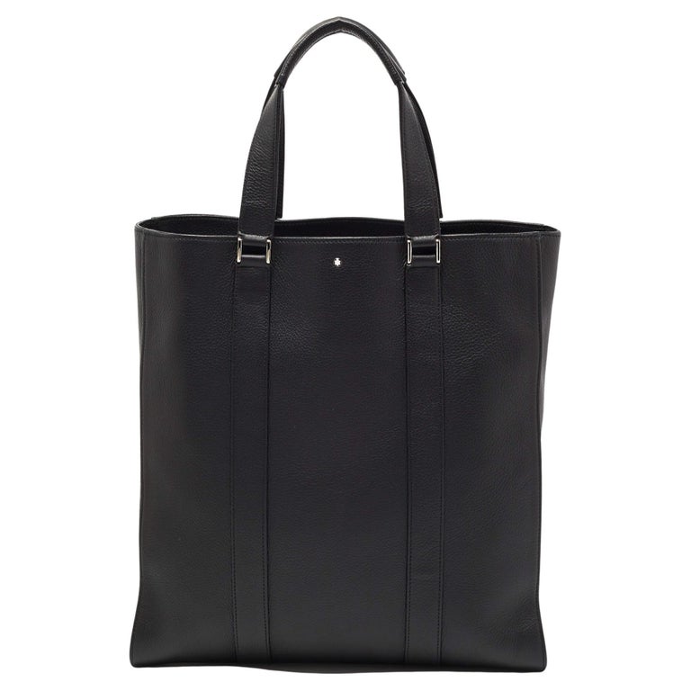 Montblanc Black Leather Vertical Tote For Sale at 1stDibs