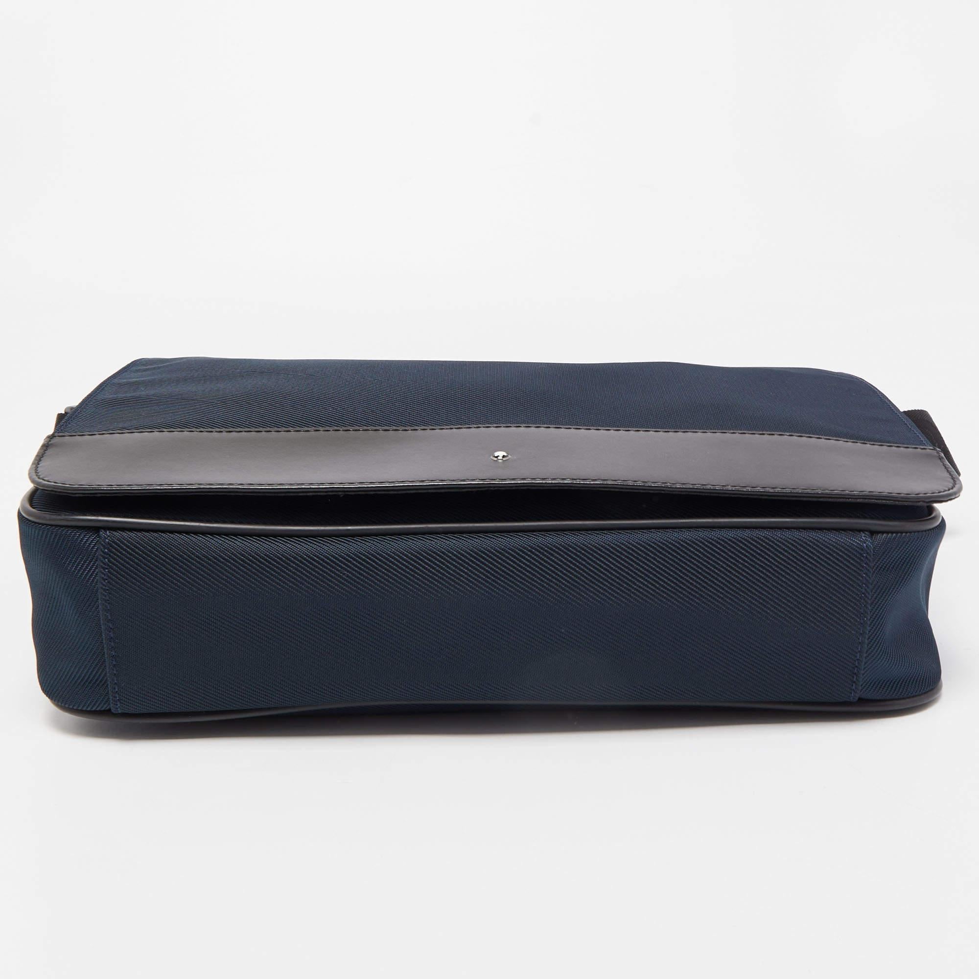 Montblanc Dark Blue/Black Nylon and Leather Nightflight Messenger Bag ...