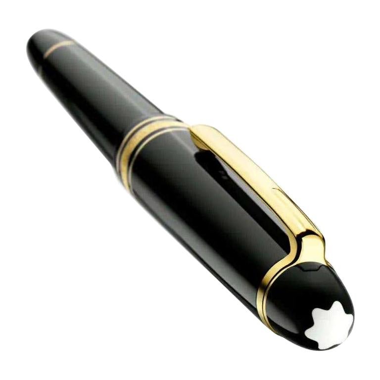 Montblanc Meisterstuck 146 Fountain Pen Gold Black 4810 14k Nib w/Case Excellent For Sale at 1stDibs