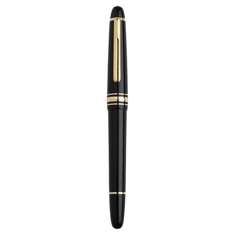 Montblanc Meisterstuck 146 Fountain Pen Gold Black 4810 14k Nib w/Case Excellent For Sale at 1stDibs