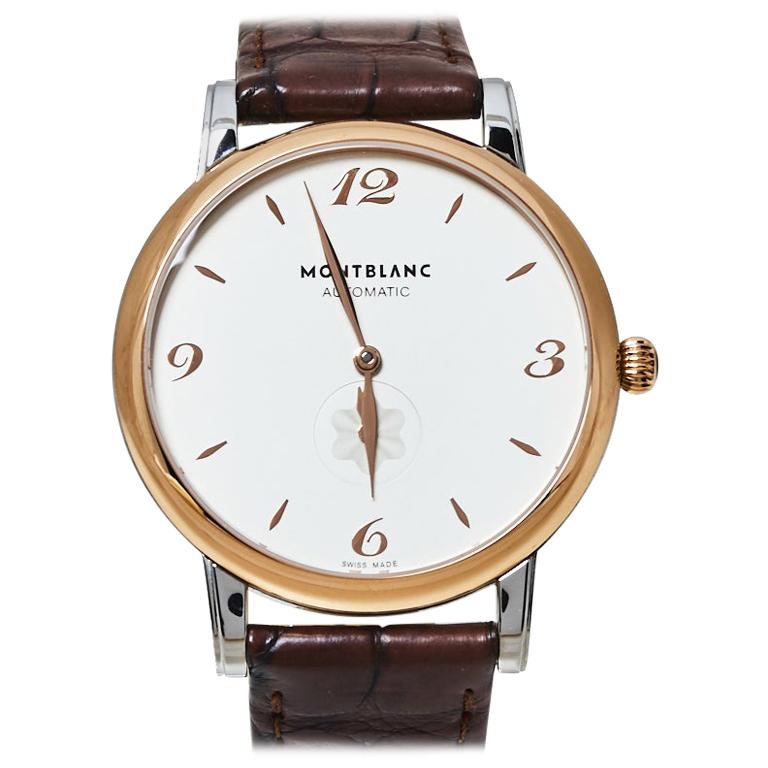 Montblanc Silver White 18K Rose Gold Stainless Steel Leather Star ...