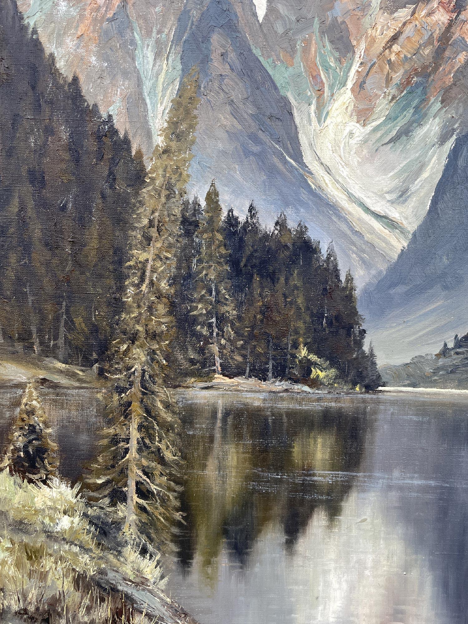 Monte Cristallo and Lake Landro, Italian Dolomites Oil on Canvas ...