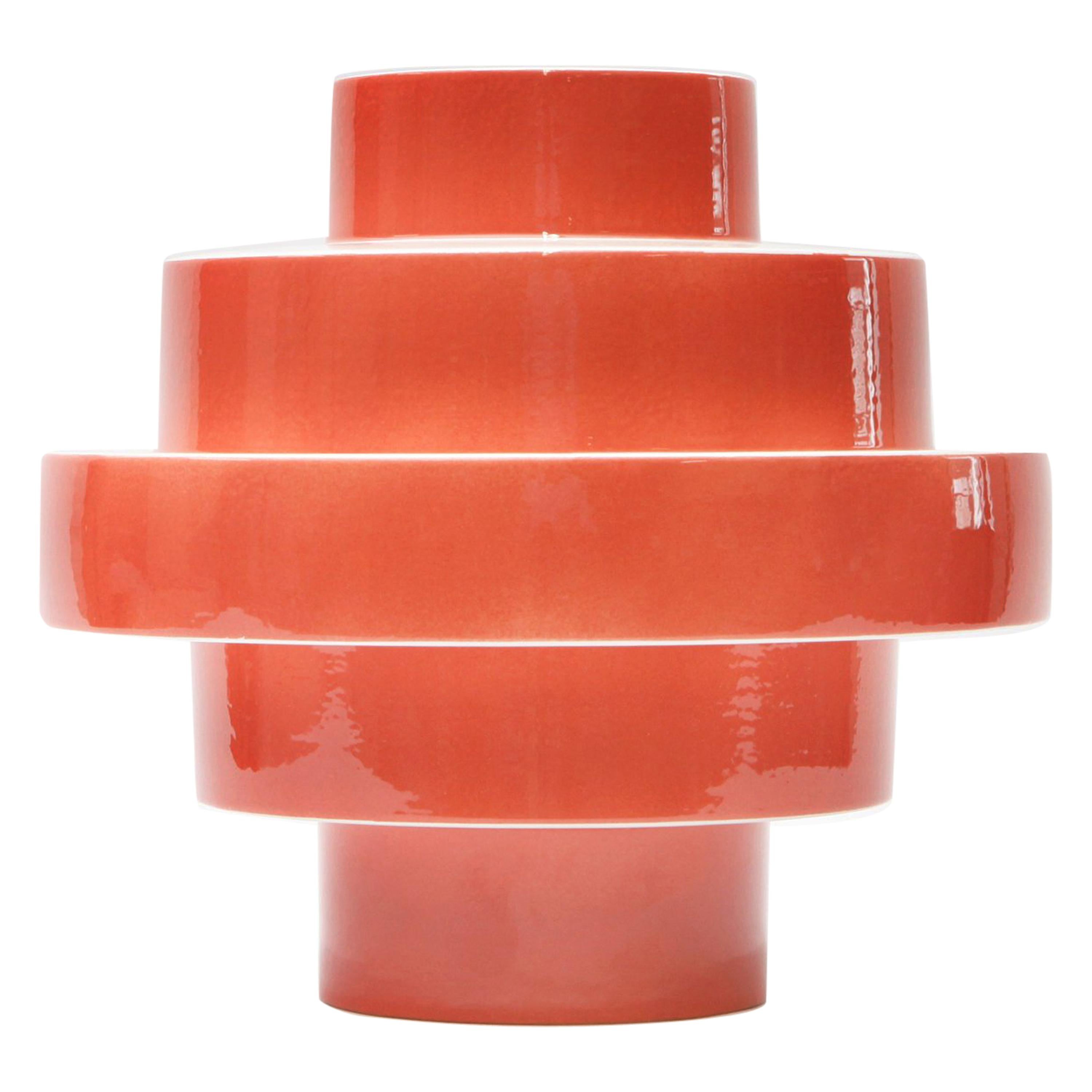 Montèe Solid Ceramic Vase in Coral Red by Simona Cardinetti, Handmade ...