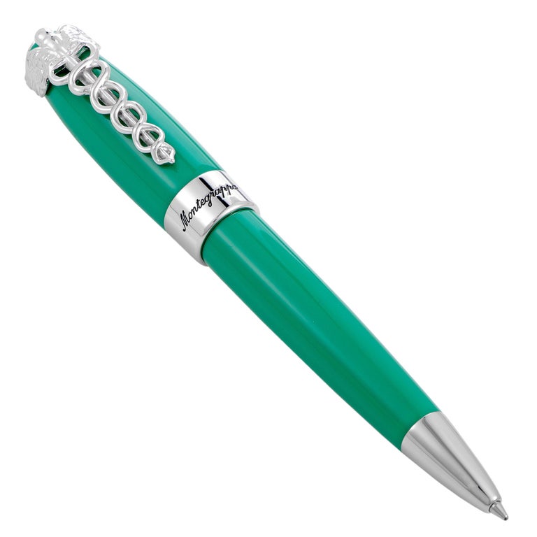 Montegrappa Caduceus Medical Green Resin and Palladium Ballpoint Pen ...