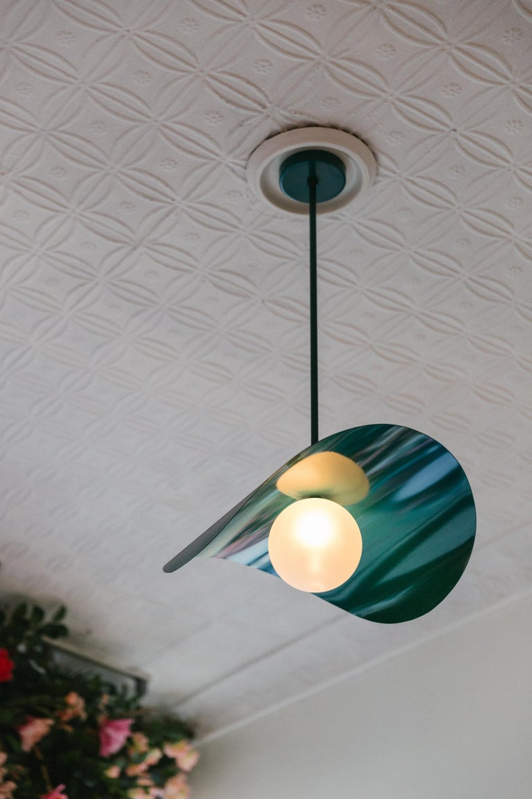 MONTERA Biomorphic Pendant Light in Brass and Blown Glass, Blueprint ...
