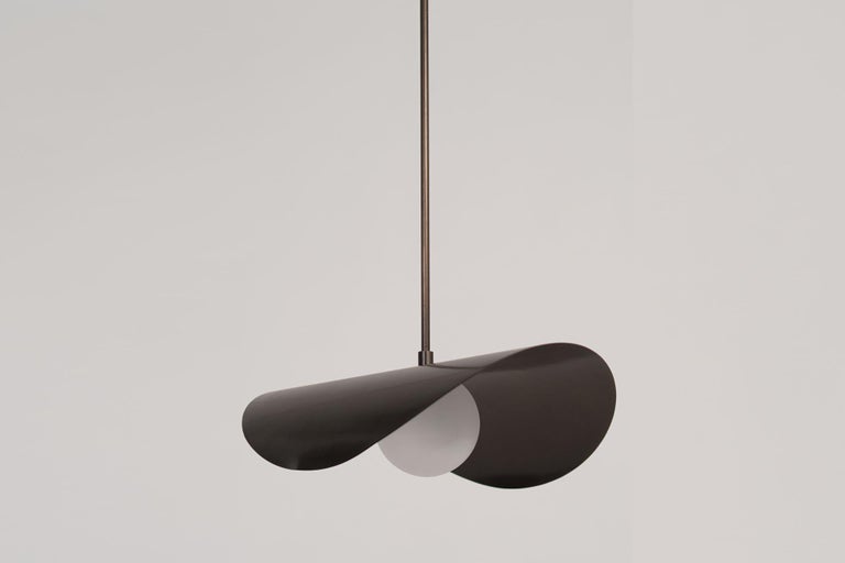Montera Biomorphic Pendant Light in ORB and Blown Glass For Sale at 1stDibs
