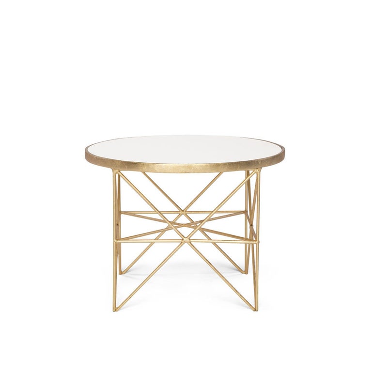 Monterey Short Side Table with White Lacquered Top by Innova Luxuxy ...